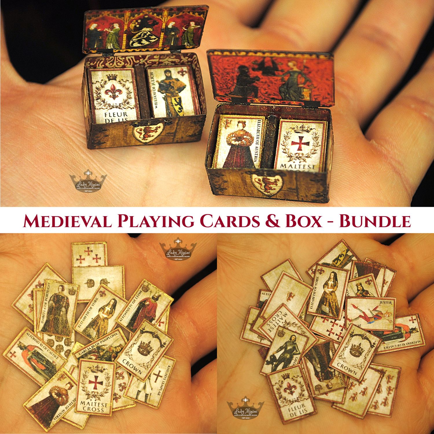 Medieval Playing Cards & Box - Bundle - Lady Miniac